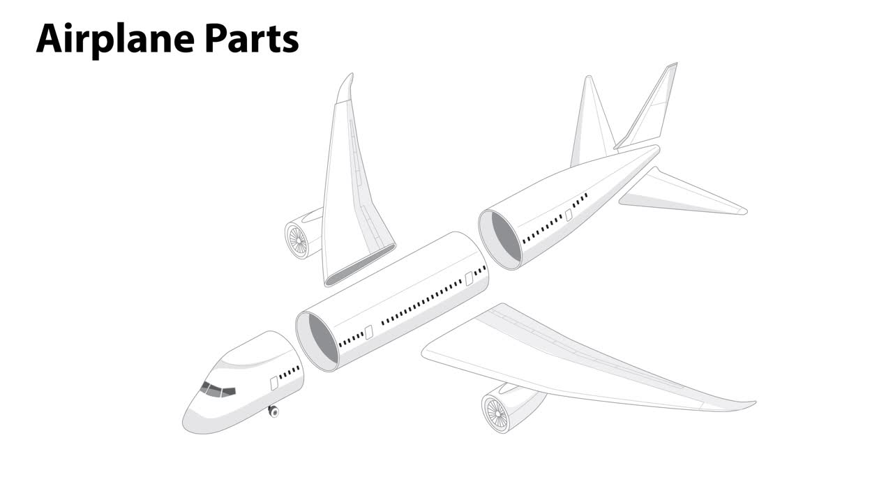 Detailed breakdown of airplane components and structure Premium Stock ...