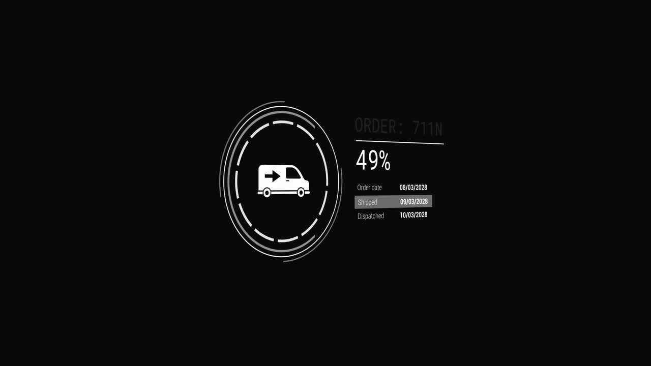 Animation of icons with data processing on black background | Premium Stock Video Footage