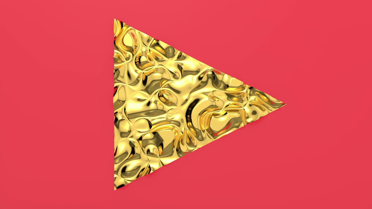 3d Looped animation of Play button in shape of triangle. Wavy surface ...