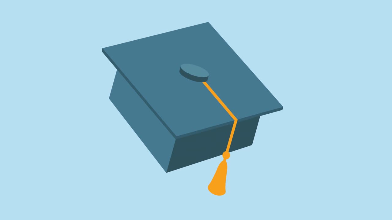 animation of graduation cap icon moving on blue background | freepik