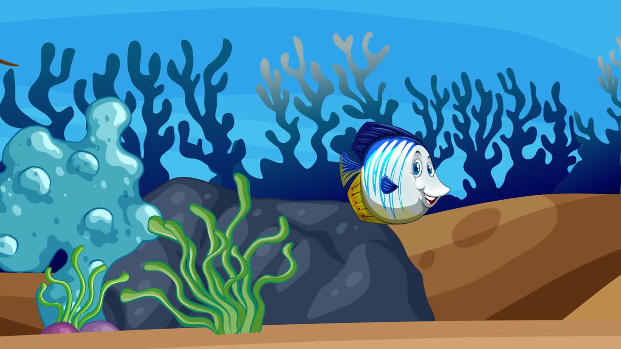 Colorful marine life animation in a coral reef. | Premium Stock Video ...