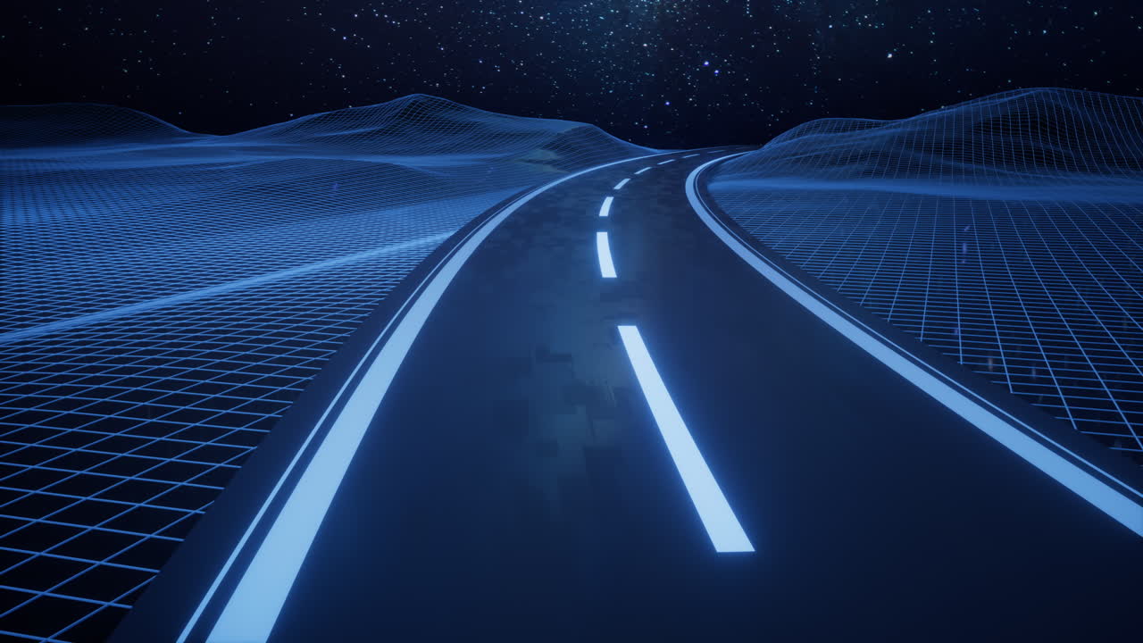 highway road with digital space background 3d rendering. | freepik