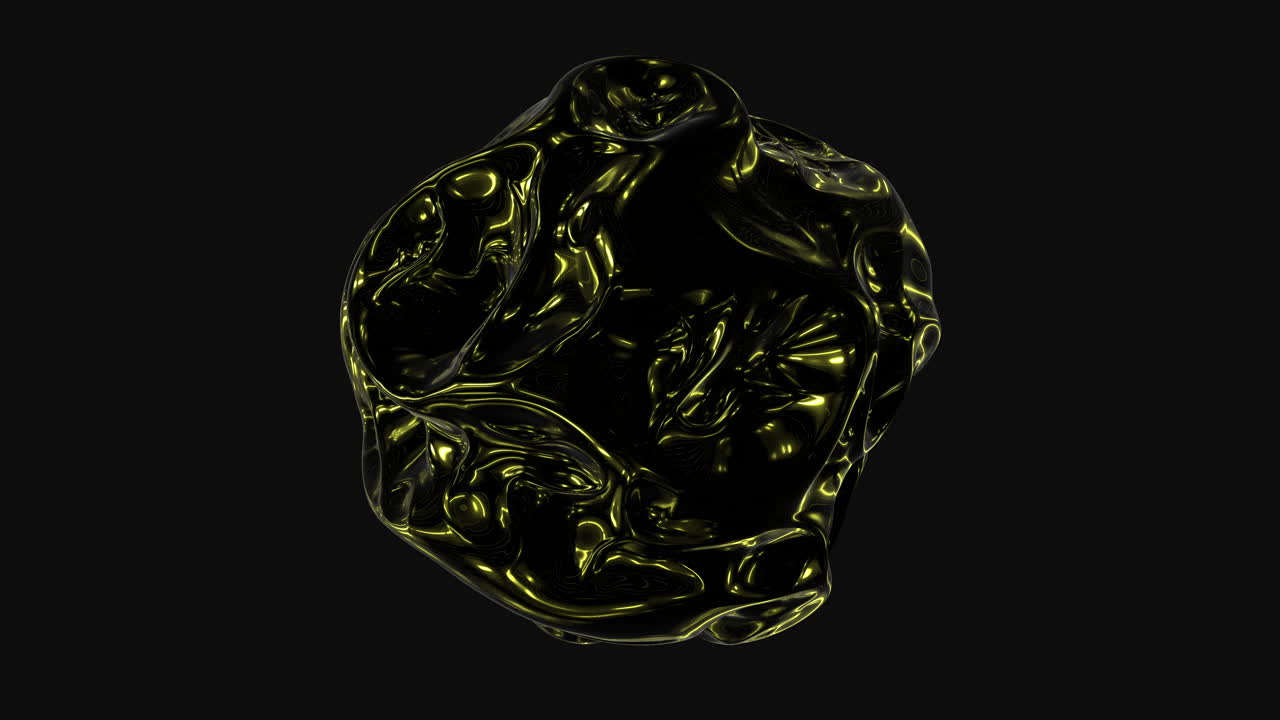 Premium stock video - Flowing futuristic liquid shape with yellow ...