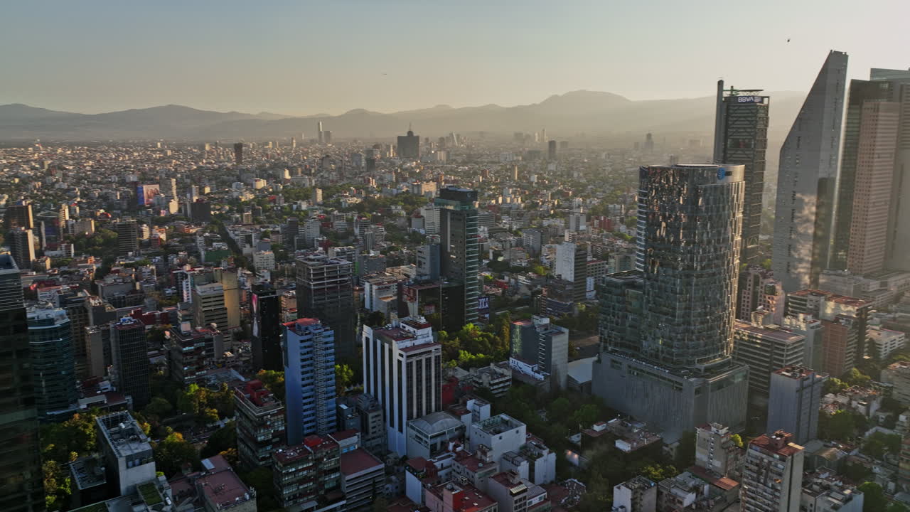 Mexico City Aerial v17 panoramic panning shot capturing downtown ...