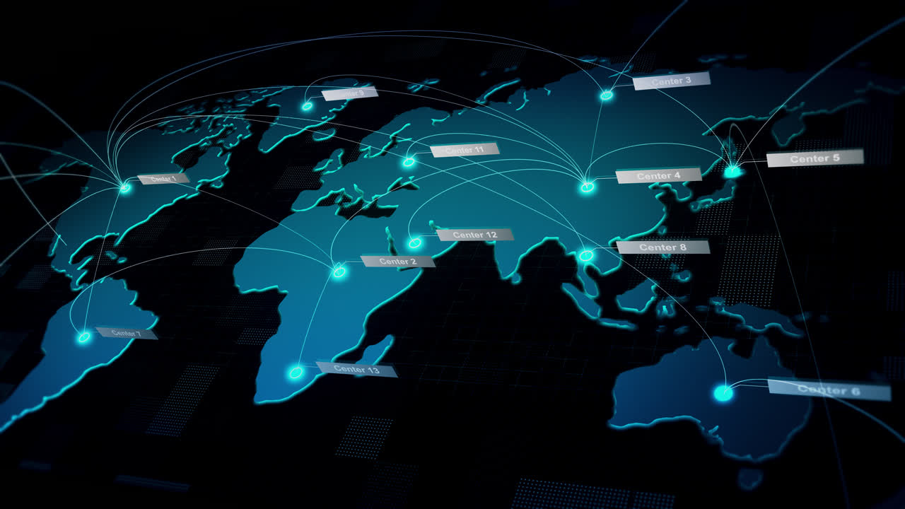 Global business network concept with connected world map illustrating ...