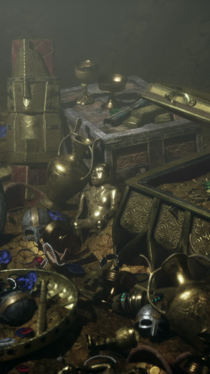 Ancient gold treasure hoard Premium Stock Video Footage