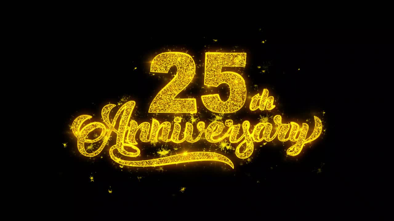 25th Anniversary Golden Glitter Text Graphic | Premium Stock Video Footage
