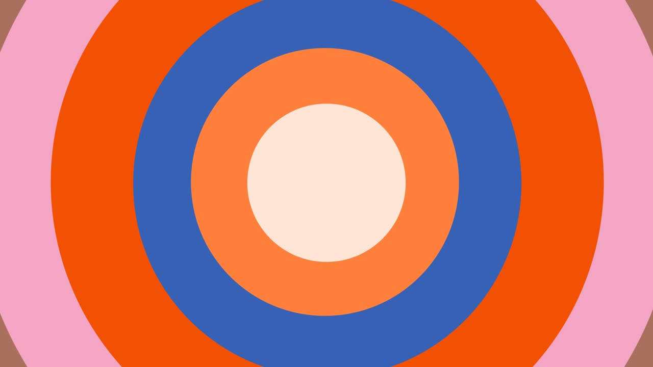 Groovy 70s style animation, vintage color palette circles pulse, logo ...