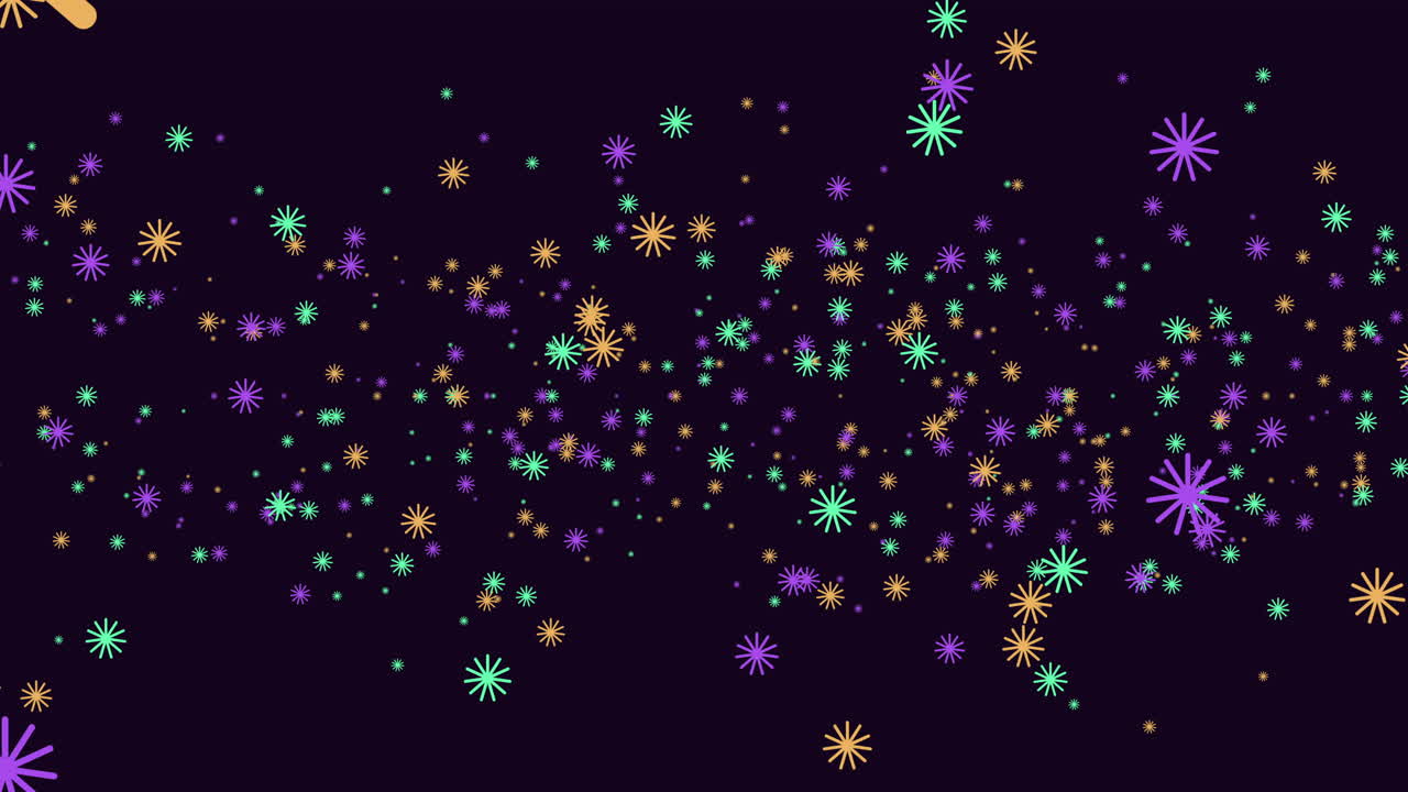 Premium stock video - Glowing colorful stars light up a festive background