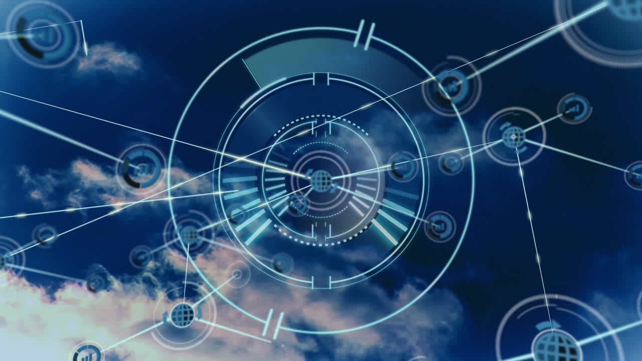 animation of network of connections with icons over scope scanning | freepik