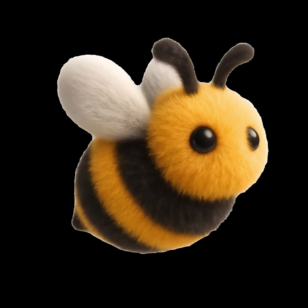Cute fluffy bee illustration animation isolated asset, transparent 4K ...