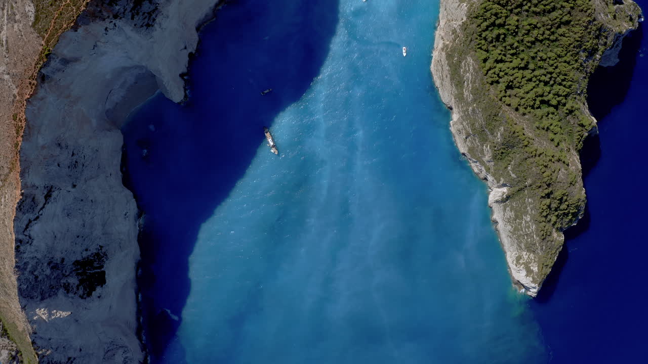 Premium stock video - Aerial: top down reveal shot of navagio beach in ...