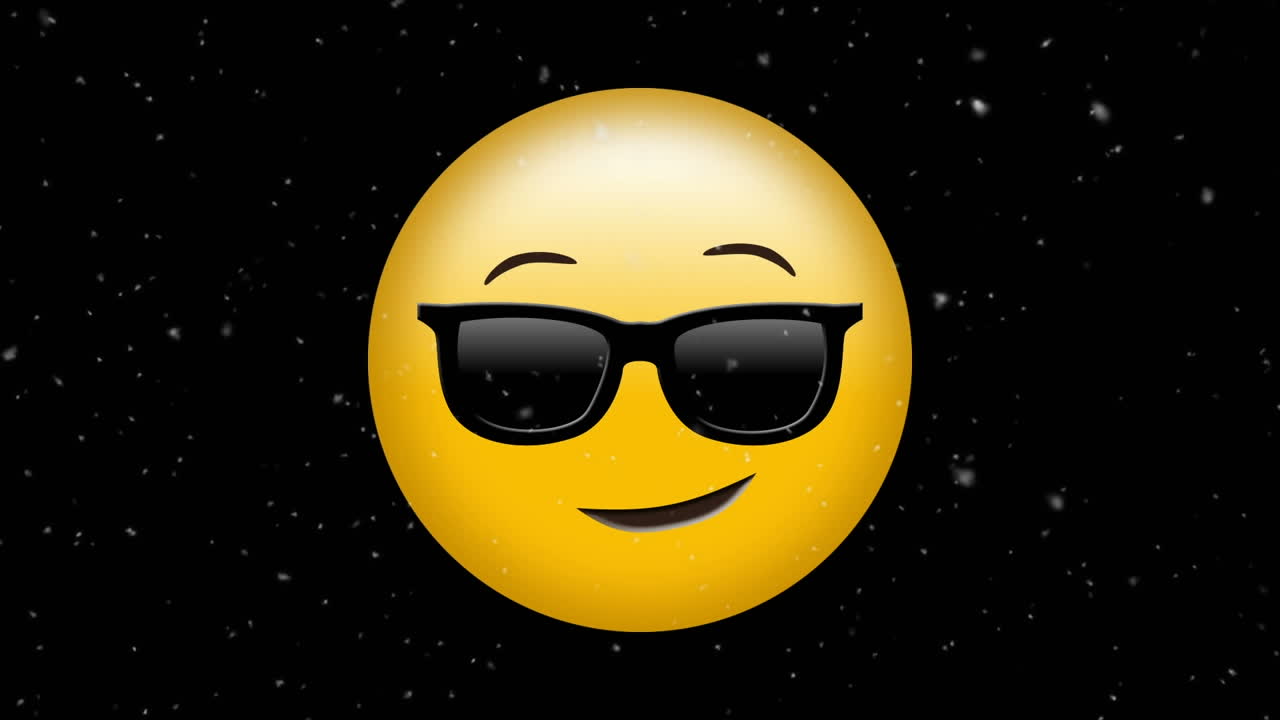 Animation of happy emoji icon over falling white dots | Premium Stock ...