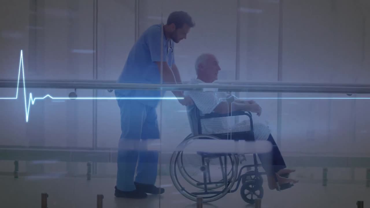 Premium stock video - Animation of life line over caucasian doctor with ...