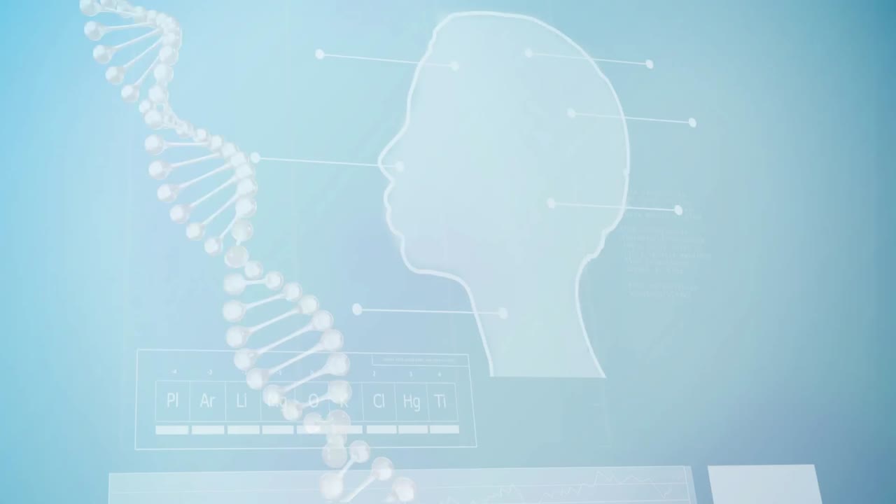Molecular Structures Floating Over Dna Structure Spinning And Human ...