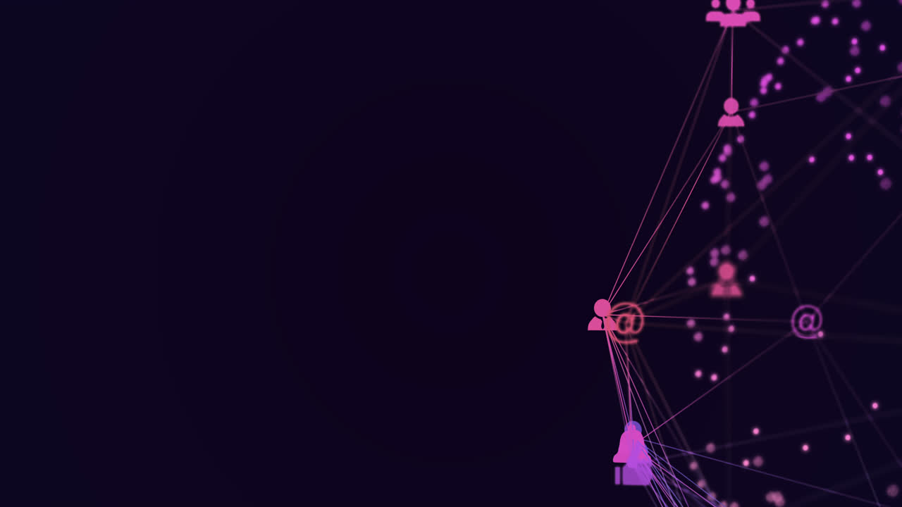 Animation of digital interface and network of connections with social ...