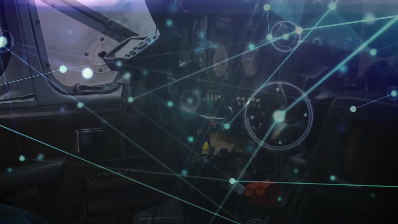 Animation Of Network Of Connections Over Cockpit Of A Plane Free Stock ...