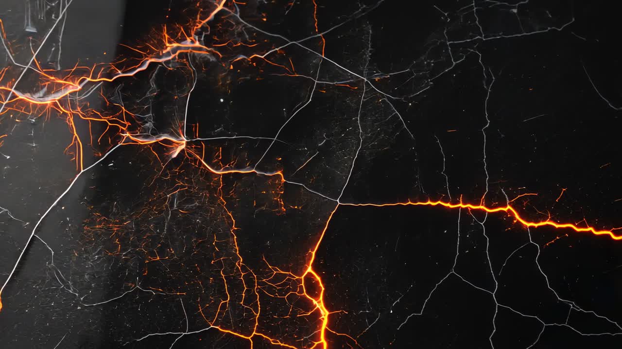 Flickering filament emerging, brightening, branching into fractal web ...