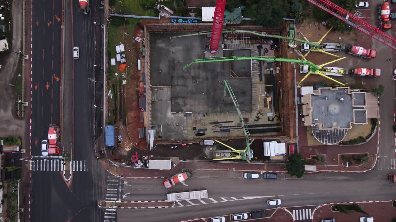 Cinematic Timelapse Of Skyscraper Construction Site With Heavy Working ...
