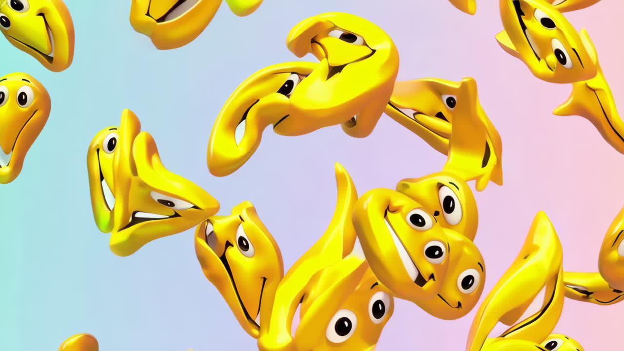 Whimsical Yellow Emoji Characters on Gradient Background | Premium ...