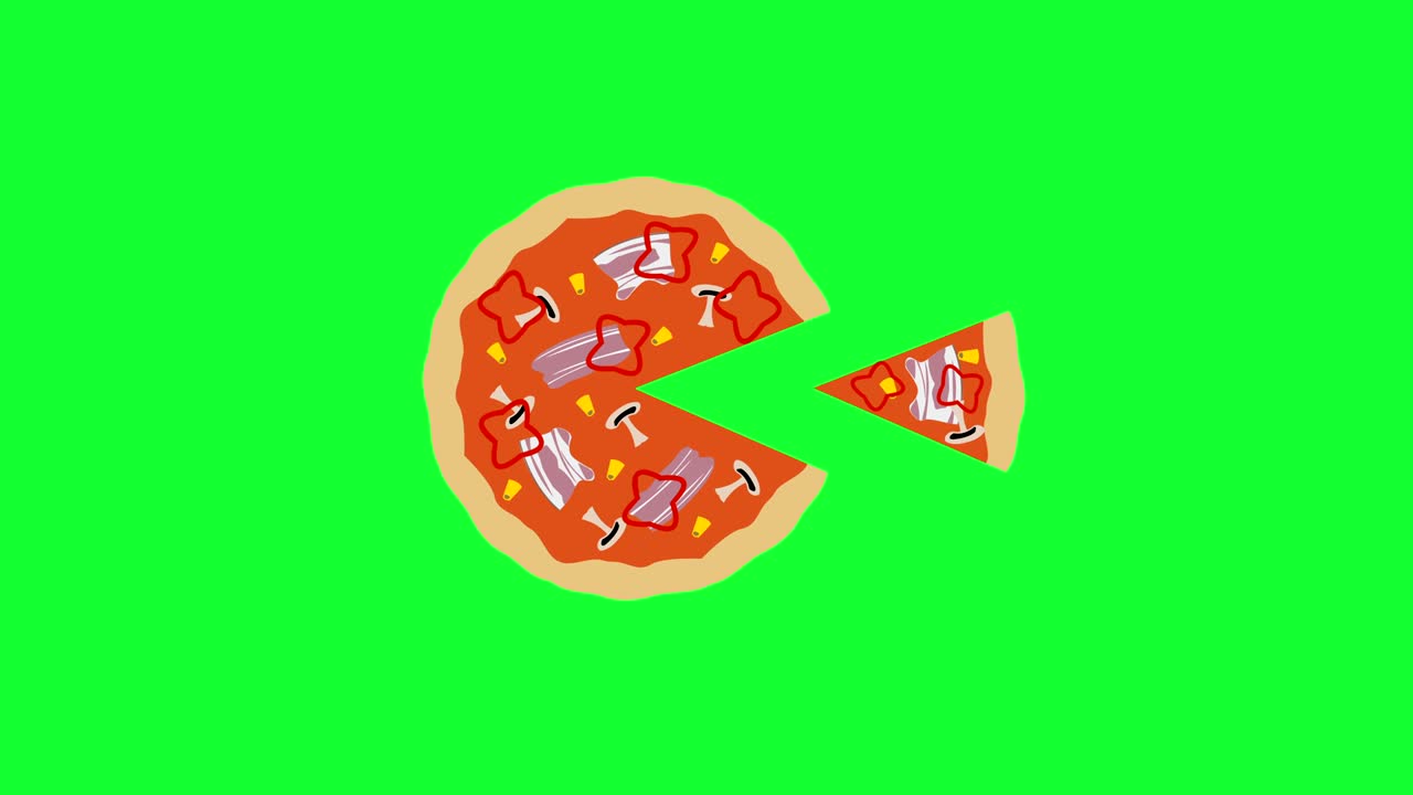 stop motion of pizza cartoon animation green screen chroma key | freepik