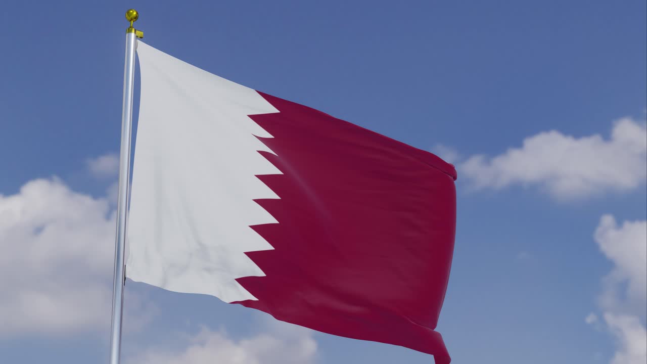 Premium stock video - Flag of qatar moving in the wind with a clear ...