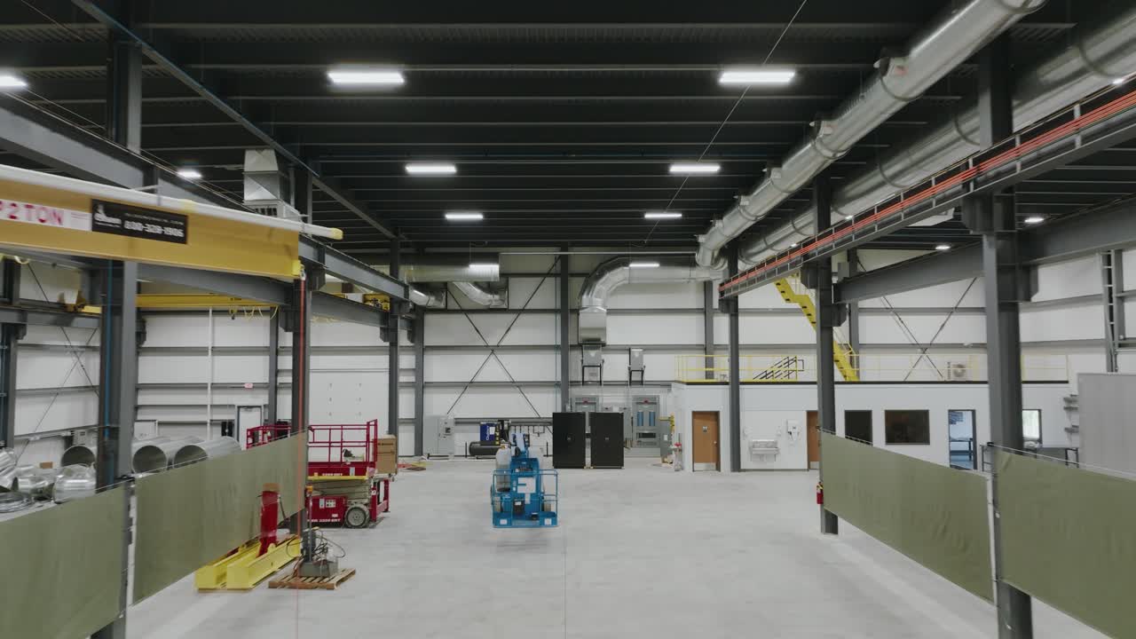 Premium stock video - Drone shot of the inside of a large commercial ...