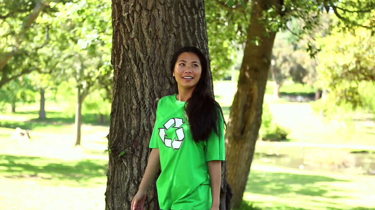 Premium stock video - Happy environmental activist enjoying nature