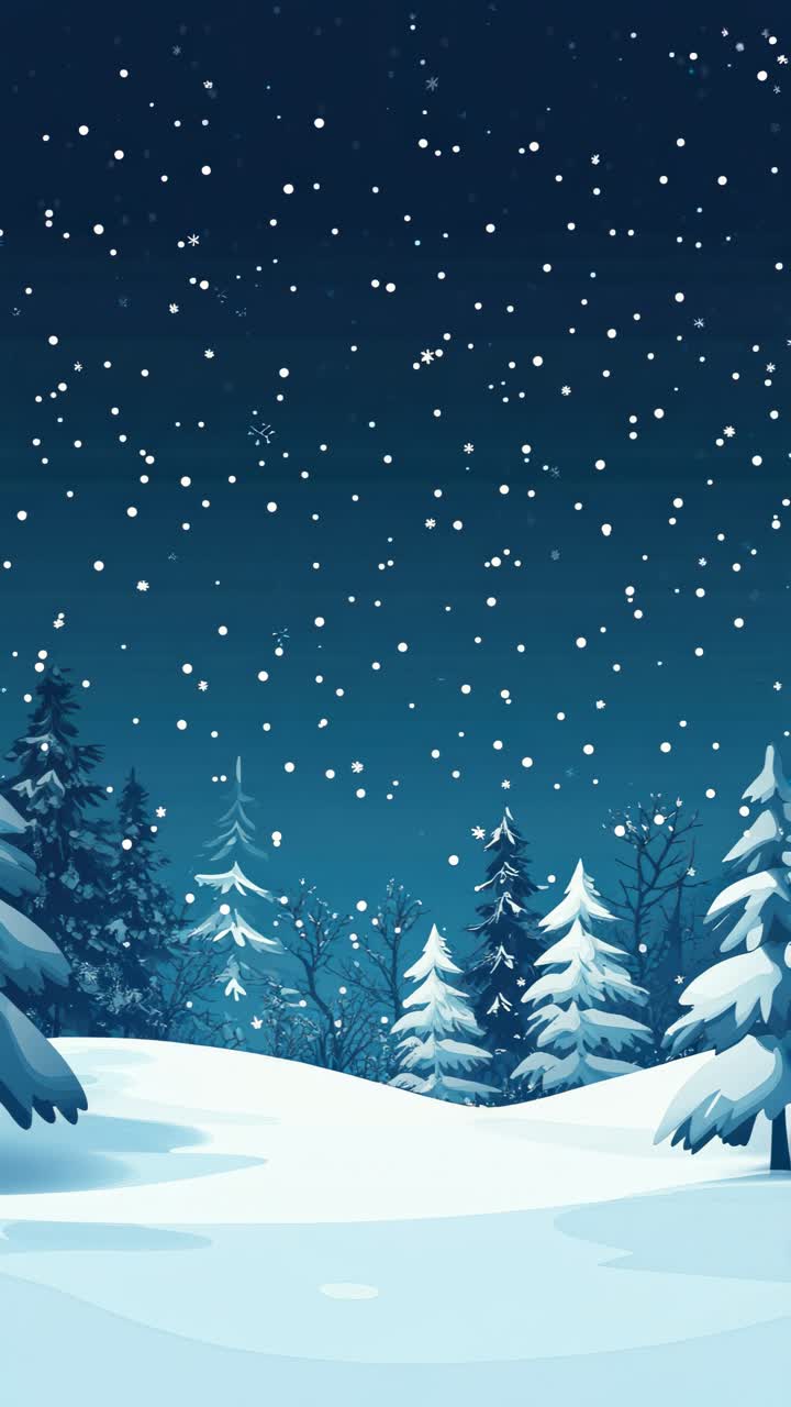 Winter landscape with falling snow, trees in silhouette | Premium Stock ...