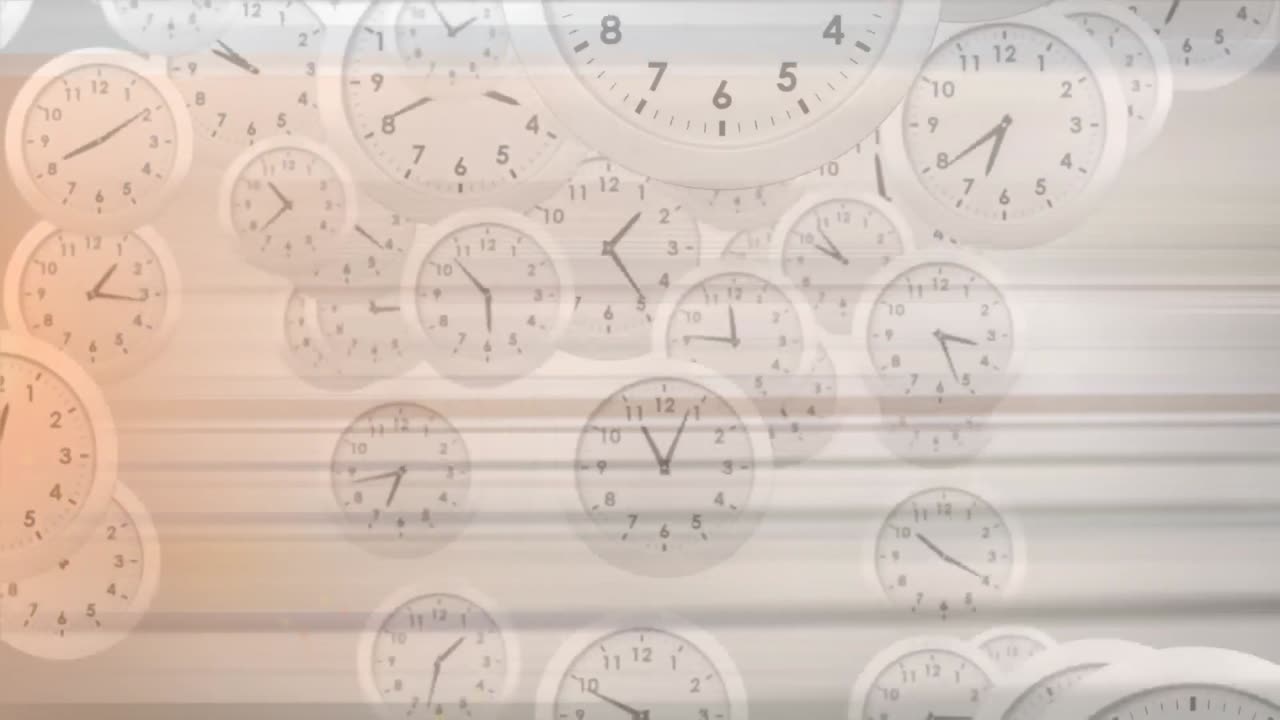 Premium stock video - Animation of multiple clocks moving over stripes ...