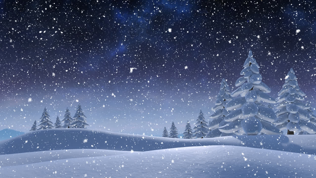 Premium stock video - Winter scenery and falling snow