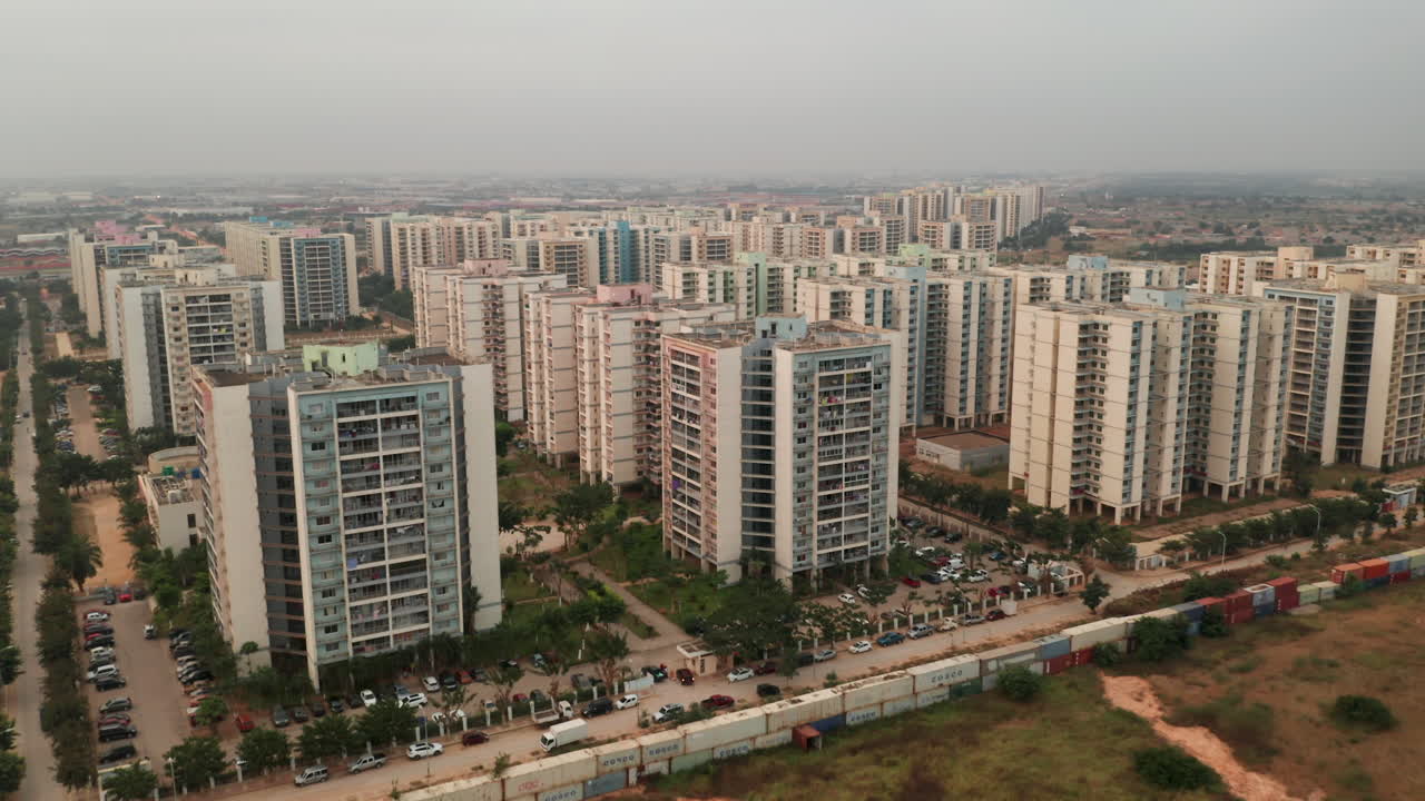 Travelling Front, Drone, Centrality Of Zango, Luanda, Angola, Africa Free Stock Video Footage ...
