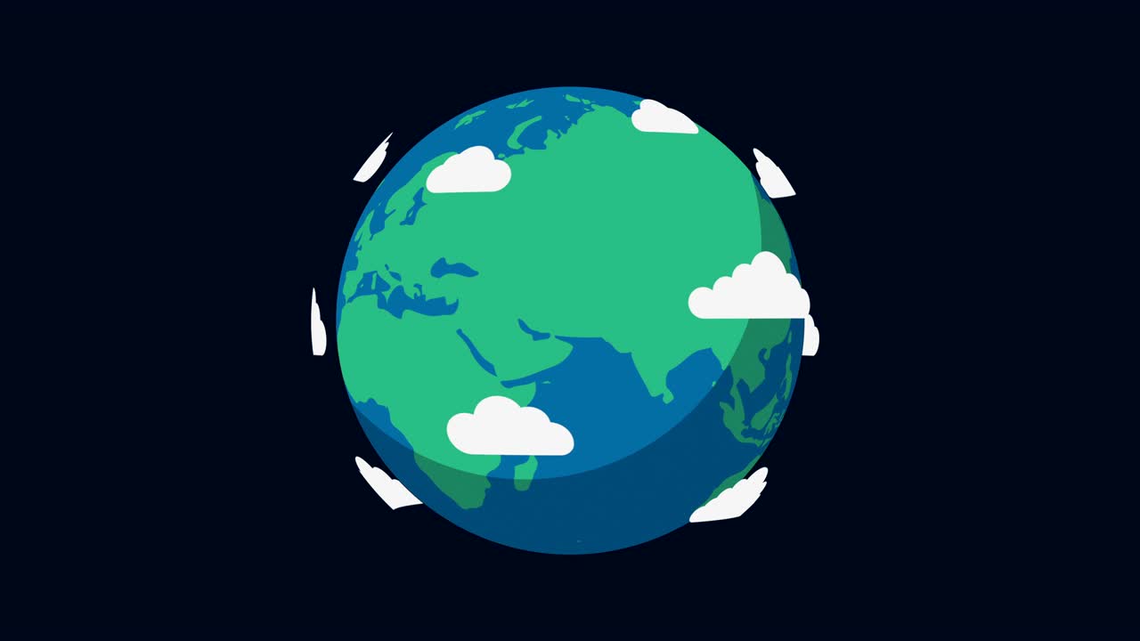 Spinning Earth. Animation of planet Earth. animation with optional luma ...