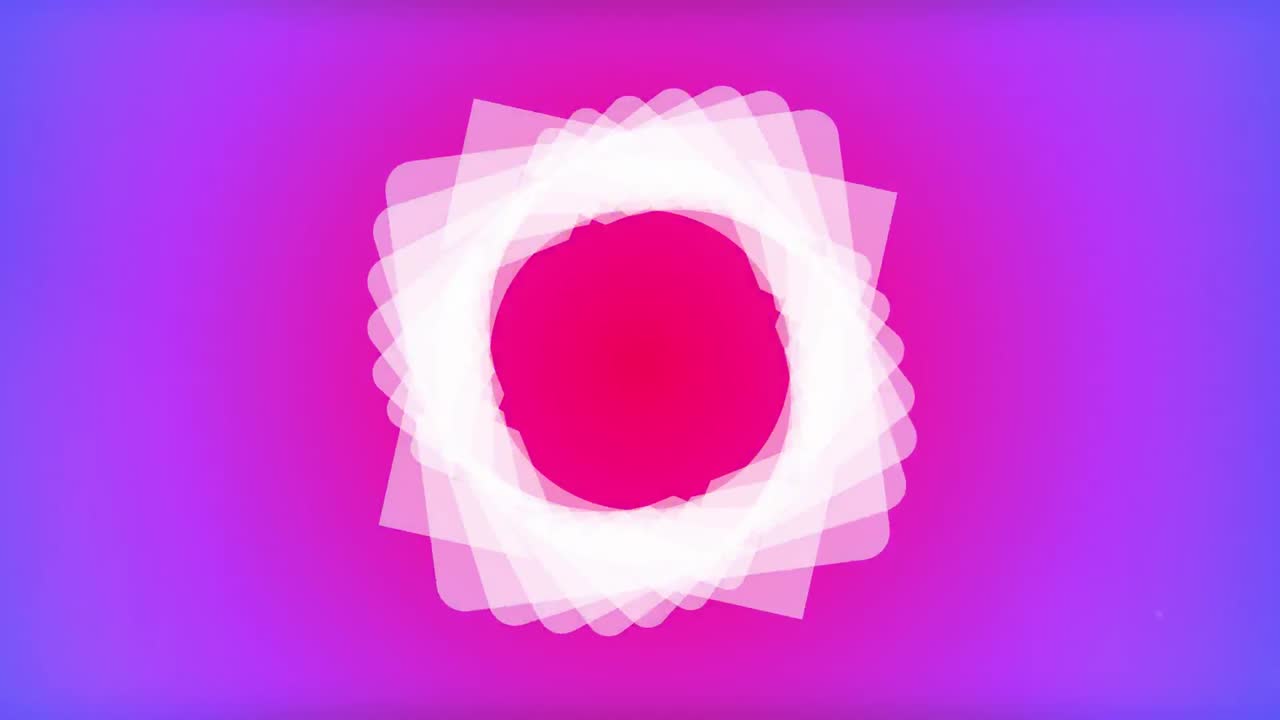 Animation of multiple white shapes spinning on seamless loop on glowing ...