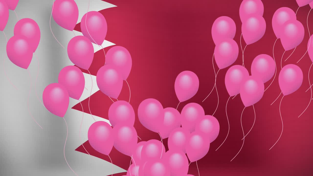 Animation of balloons over flag of bahrain | Premium Stock Video Footage