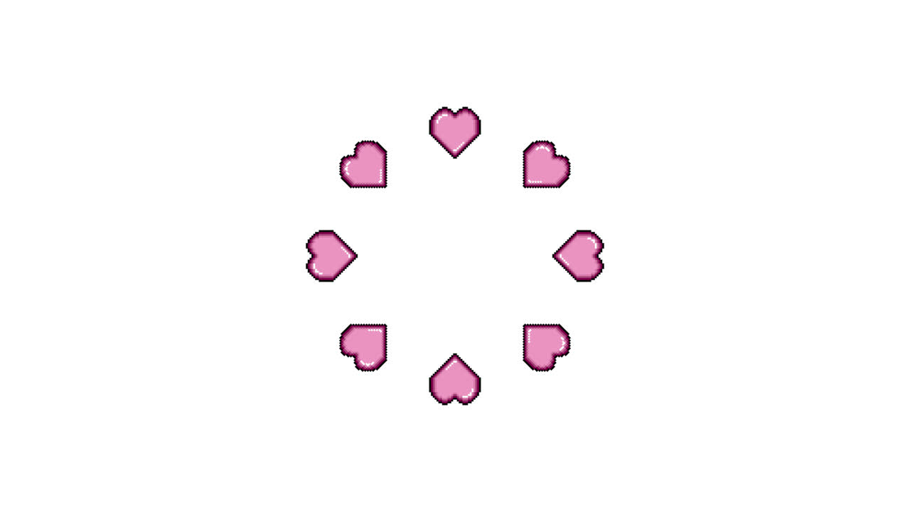 Pixel Art Heart Spinning Circle Animated Overlay Transparent 30fps (1 ...