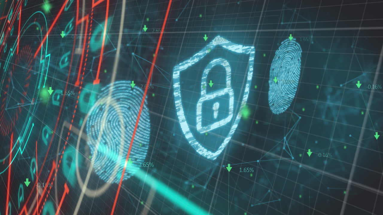 Animation of scope scanning with online security padlock and biometric ...