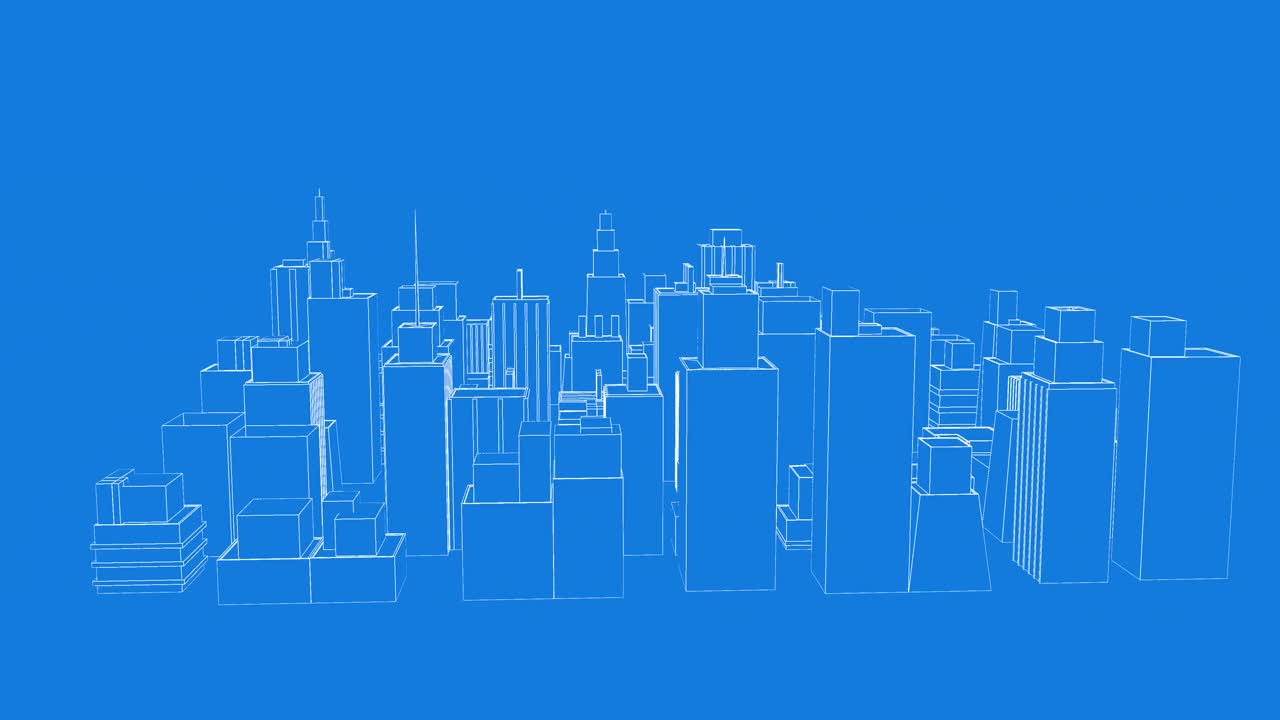 Premium stock video - Virtual buildings in a city