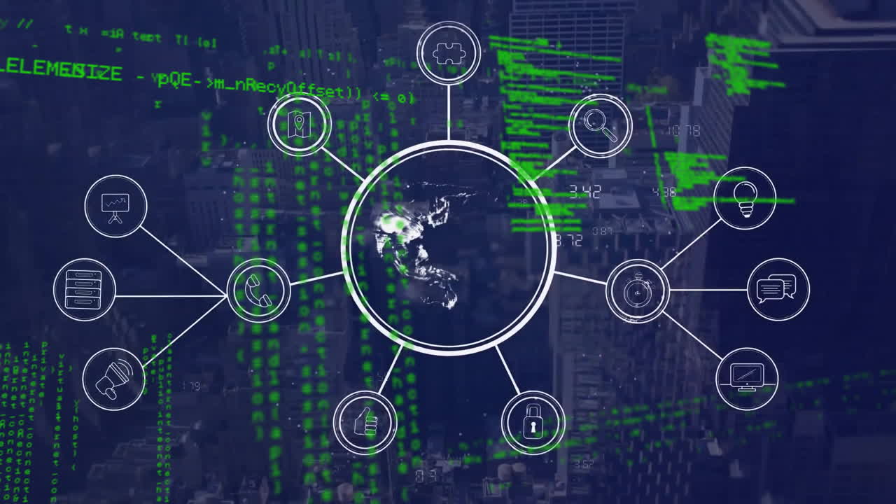 Premium stock video - Animation of flowchart, globe and computer programming language over ...