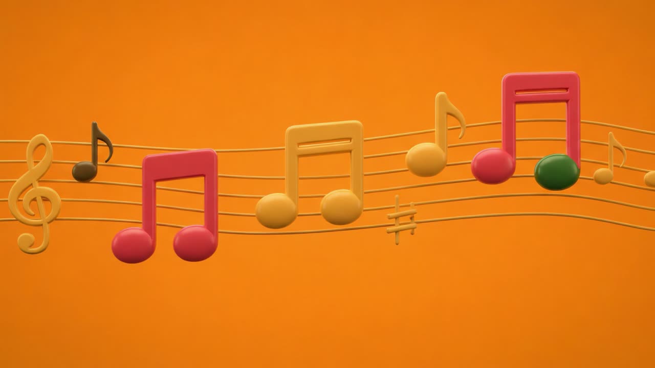 Vibrant Musical Notes Dancing on a Wave of Melody Against a Bright ...
