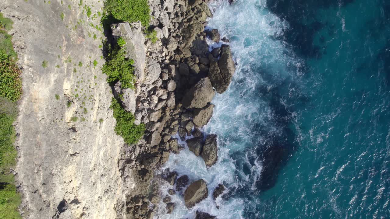 Rocky Cliff Coastline And Blue Ocean Of Atlantic, Top Down View Free ...