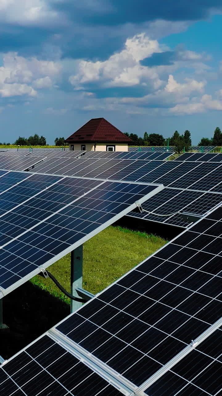 Aerial view. Top view on blue solar pannels. Green energy. Pannels in ...