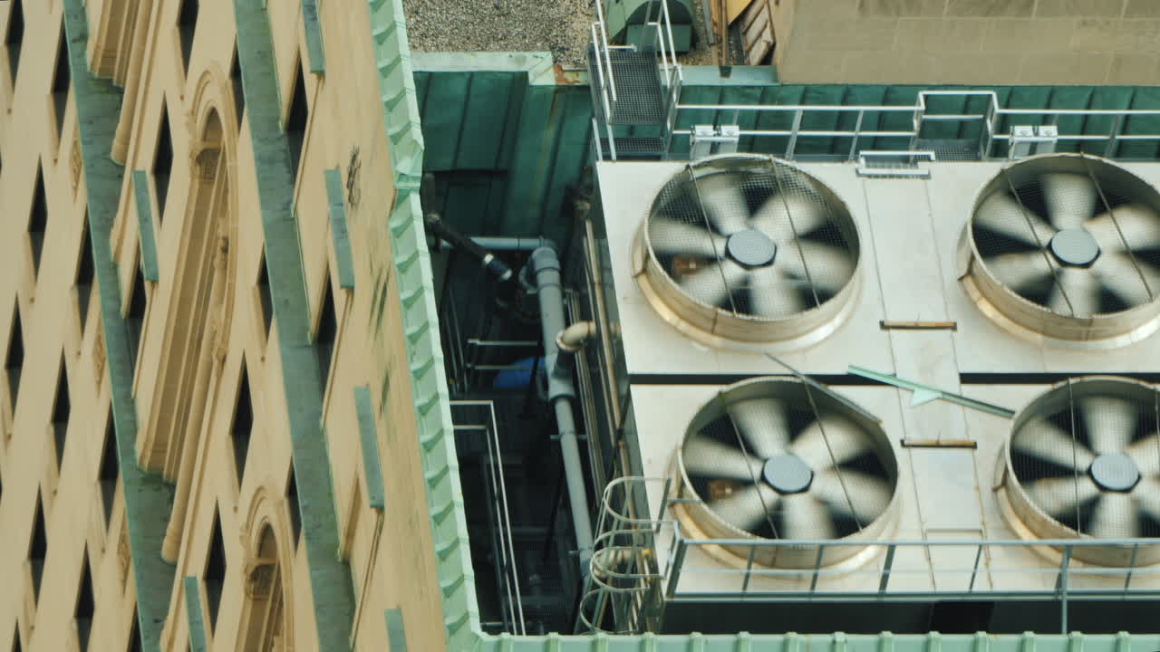 Premium stock video - Big fans on high-rise surrender air conditioning ...