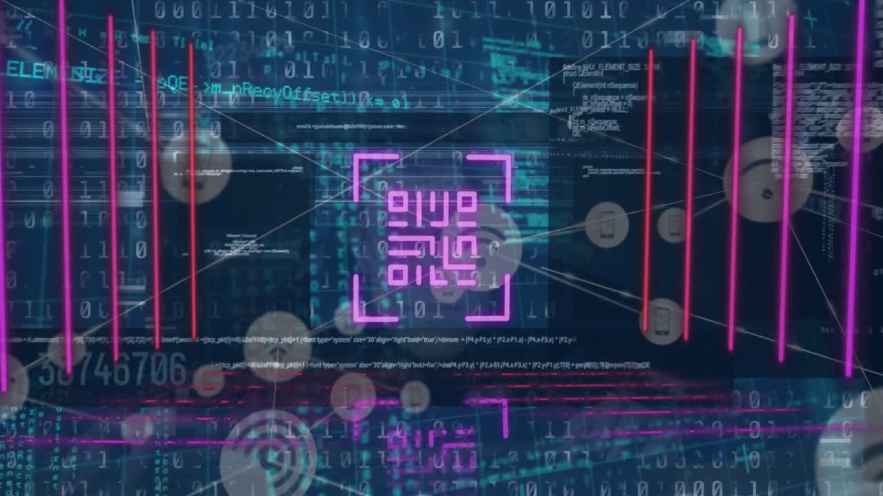 Animation Of Qr Code Programming Language And Binary Codes Over Close