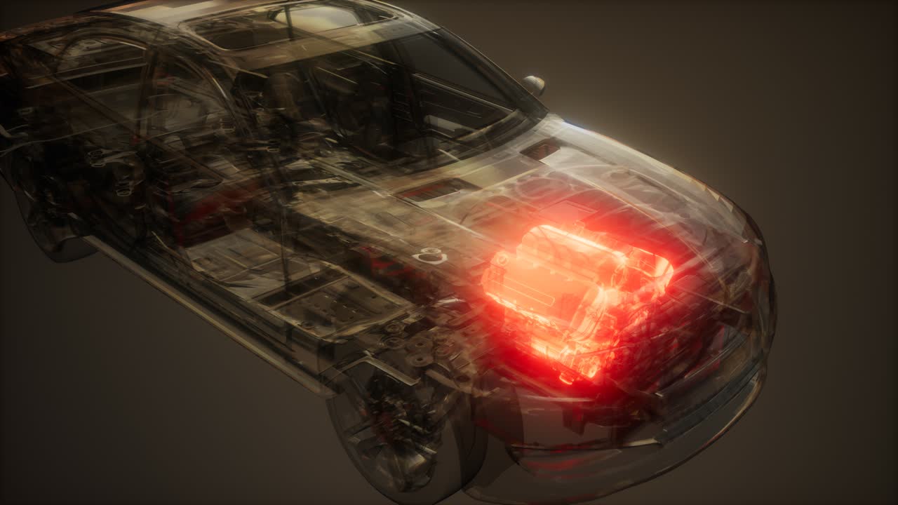 Free stock video - Car engine visible in car