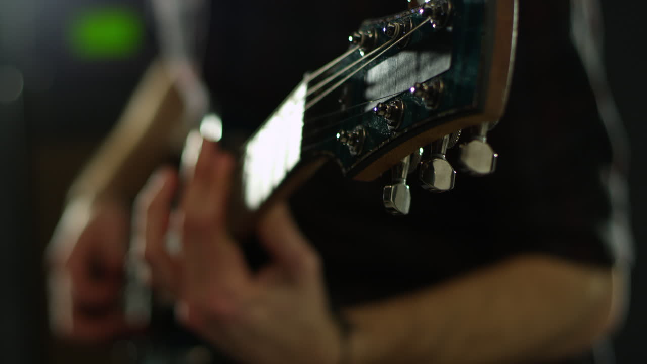Close Up Of Man Playing Electric Guitar Shot On R3D | Premium Stock ...
