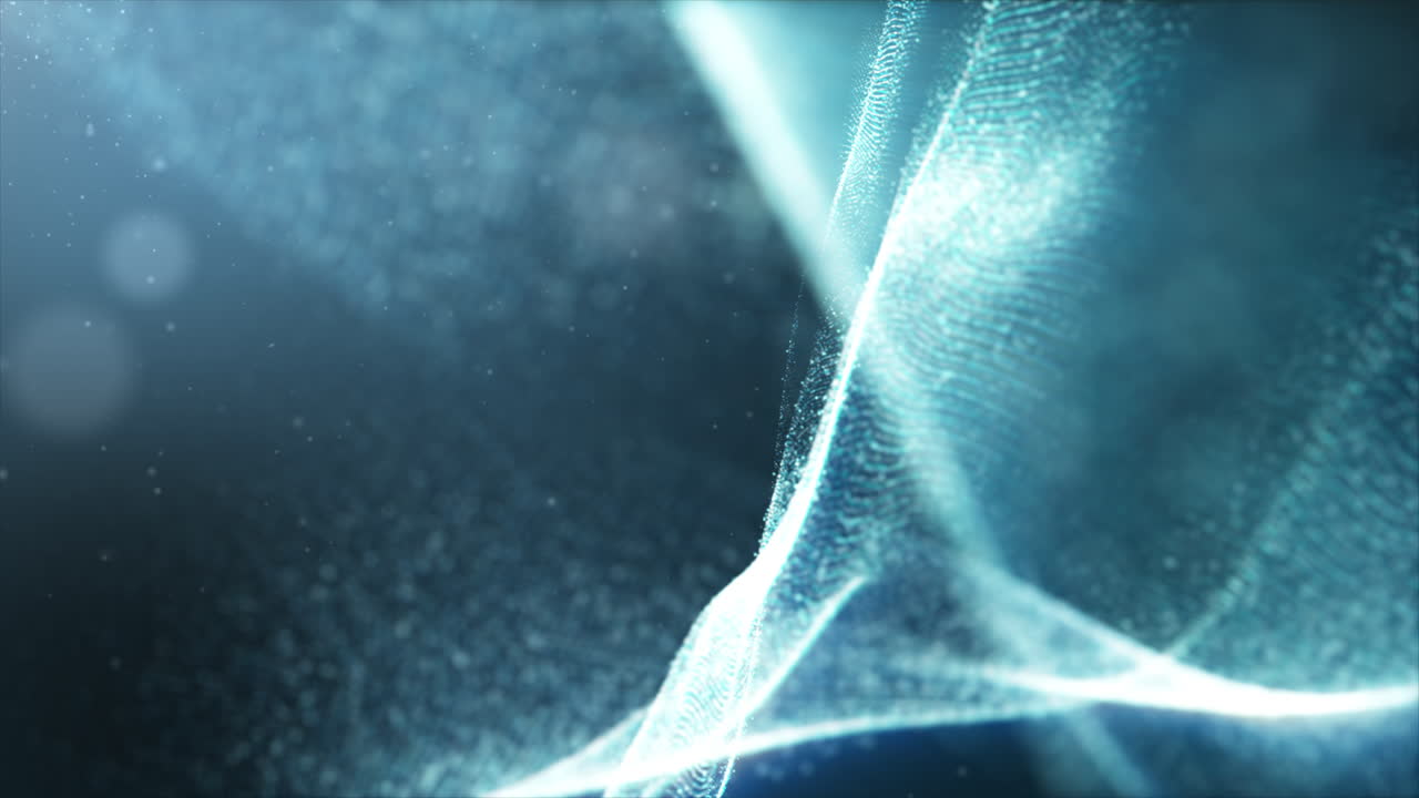 Digitally generated motion graphic particles wave flowing abstract in ...