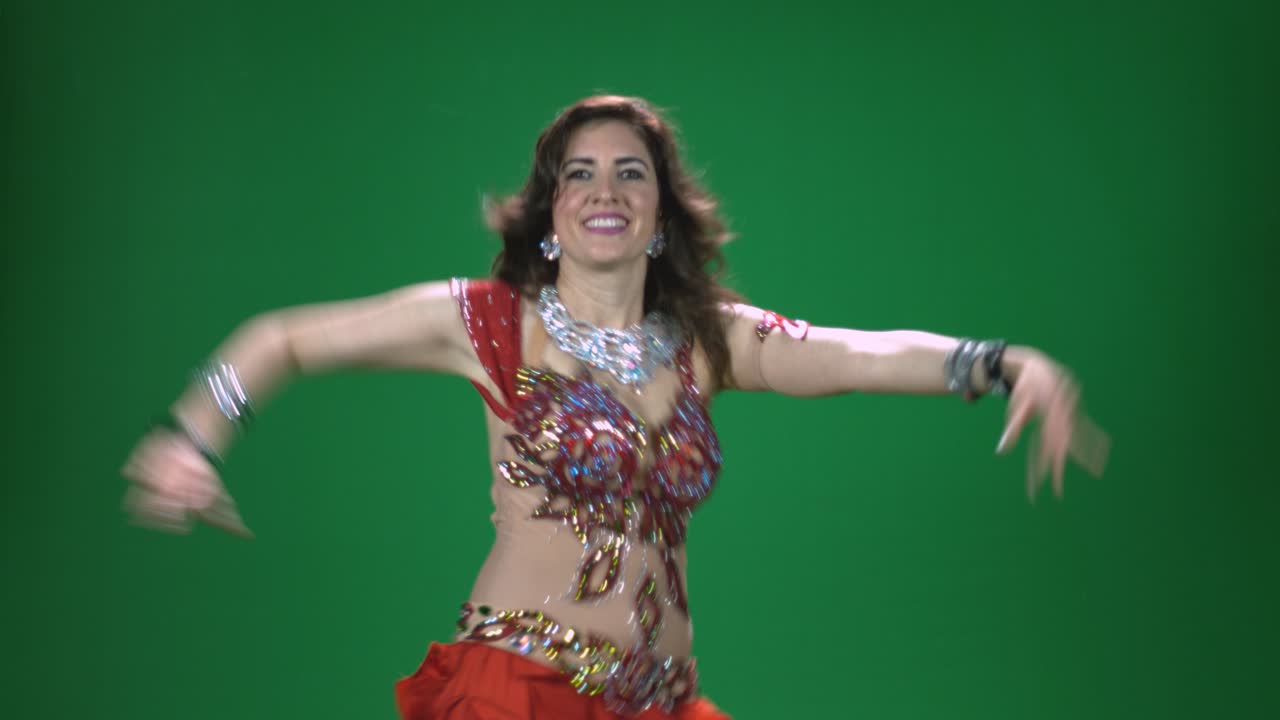 Belly dancer part b with green screen Premium Stock Video Footage