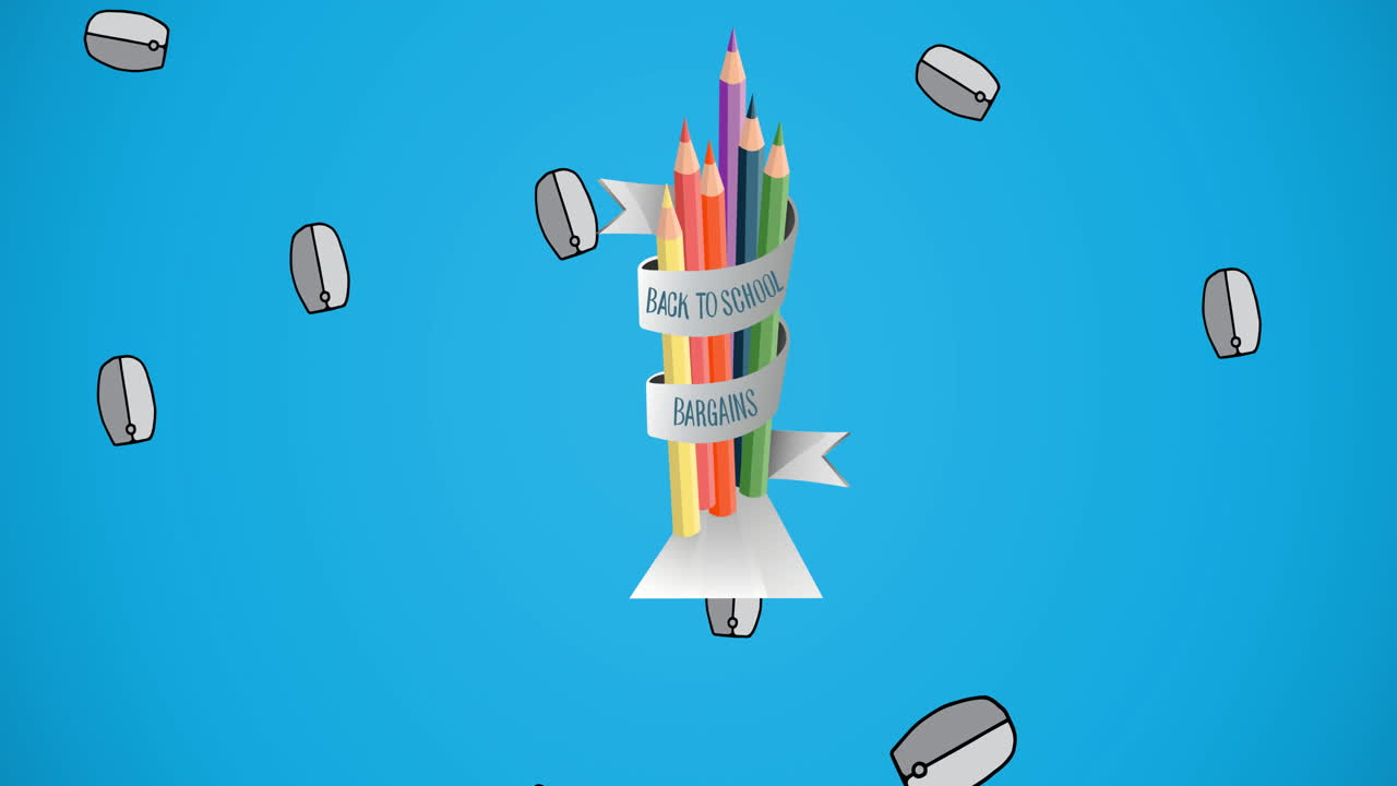 Animation of falling computer mice and back to school bargains colored ...