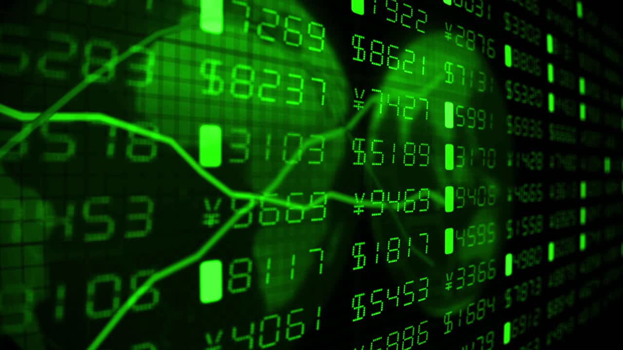 Financial diagrams tickers numbers business data money stock market ...